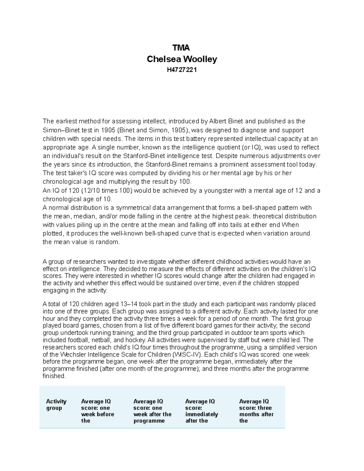 TMA 1 first assigment - PSY101 - OU - Studocu