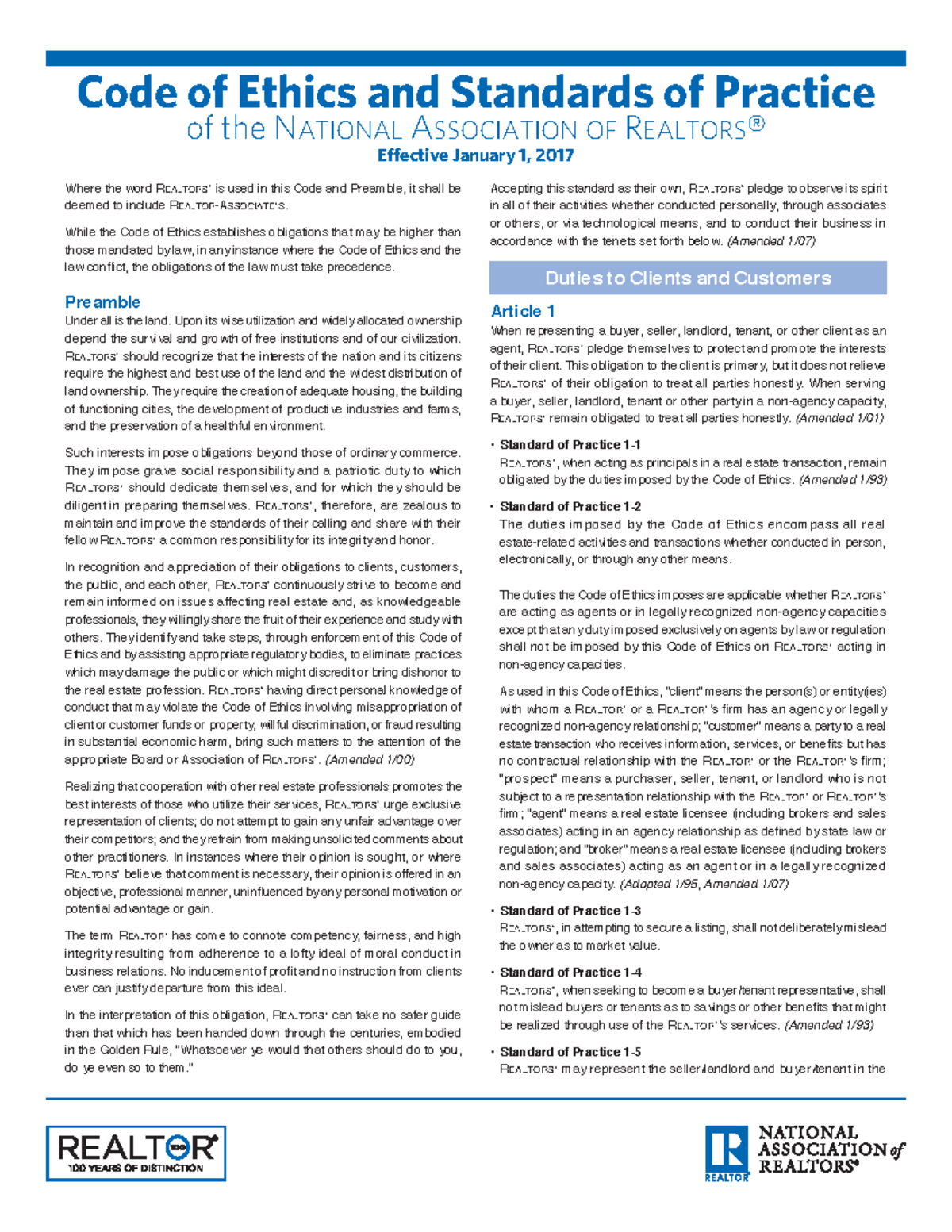 2017 Code of Ethics - Code of Ethics and Standards of Practice of the ...