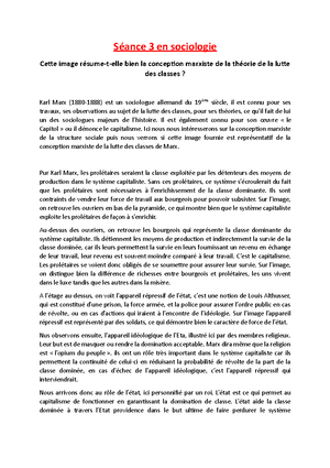 Chapitre 1 Les classes sociales - Sociologie 7 avril à 14h30-18h30- 50% ...