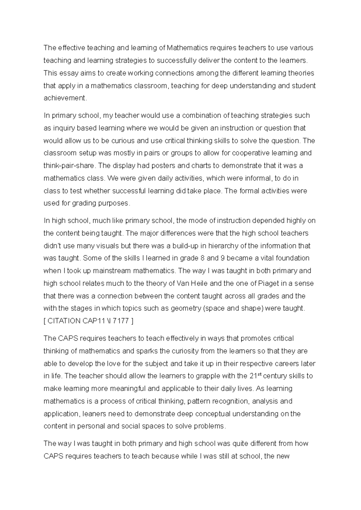 ICE 1 - The effective teaching and learning of Mathematics requires ...