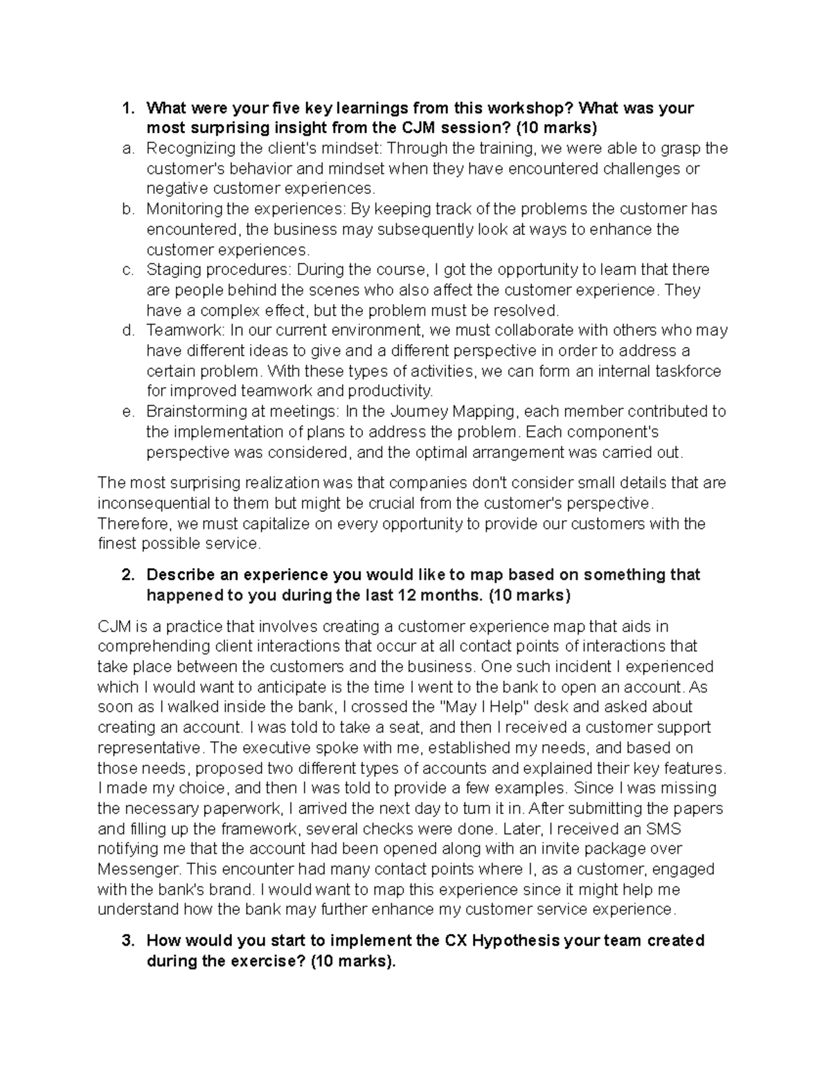 Journey mapping reflection - 1. What were your five key learnings from ...