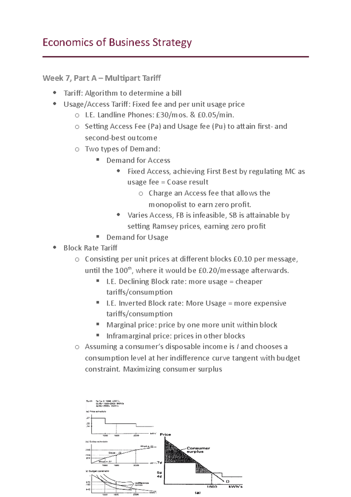 Econ Strategy - Notes 7 - Multipart Tariff - Economics of Business ...