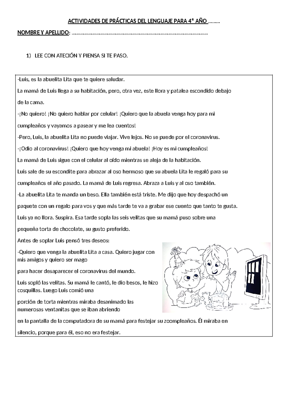 Actividades DE Prácticas DEL Lenguaje PARA 4º AÑO Semana 1 ...