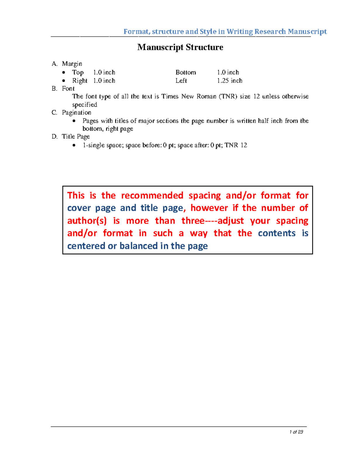 2-Thesis Format-1 - Manuscript Structure A. Margin Top 1 inch Bottom 1 ...