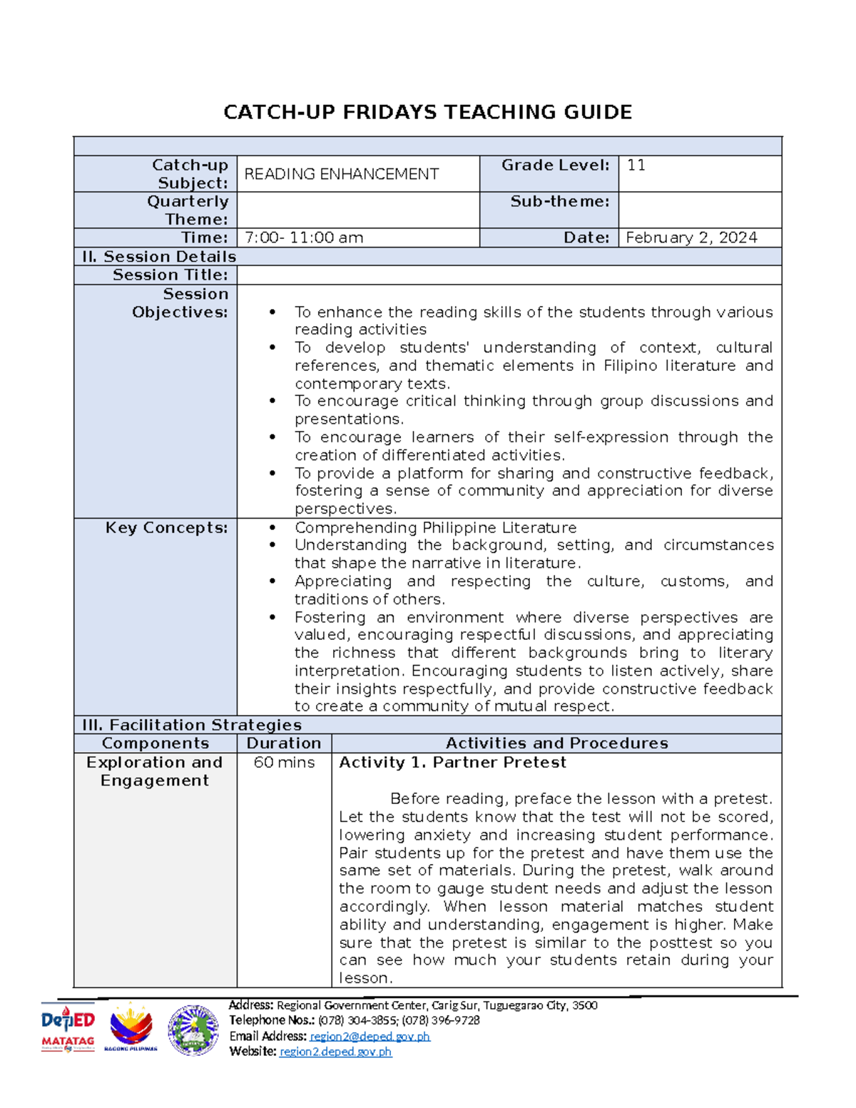 Catch up Friday week 2 grade 11-12 - CATCH-UP FRIDAYS TEACHING GUIDE ...