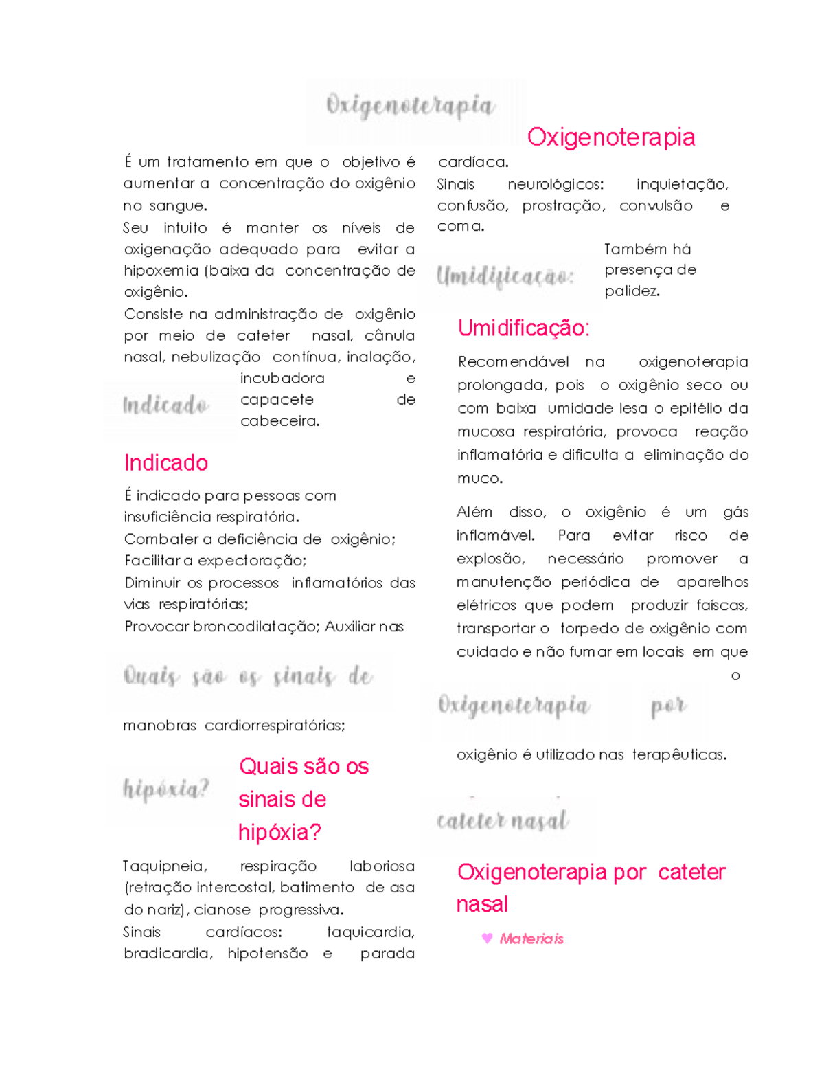 Oxigenoterapia - aulas e resumos - Oxigenoterapia É um tratamento em ...