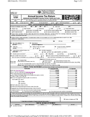 BIR Form 1701 Sample - BIR Form No. 1701 January 2018 (ENCS) Page 1 ...
