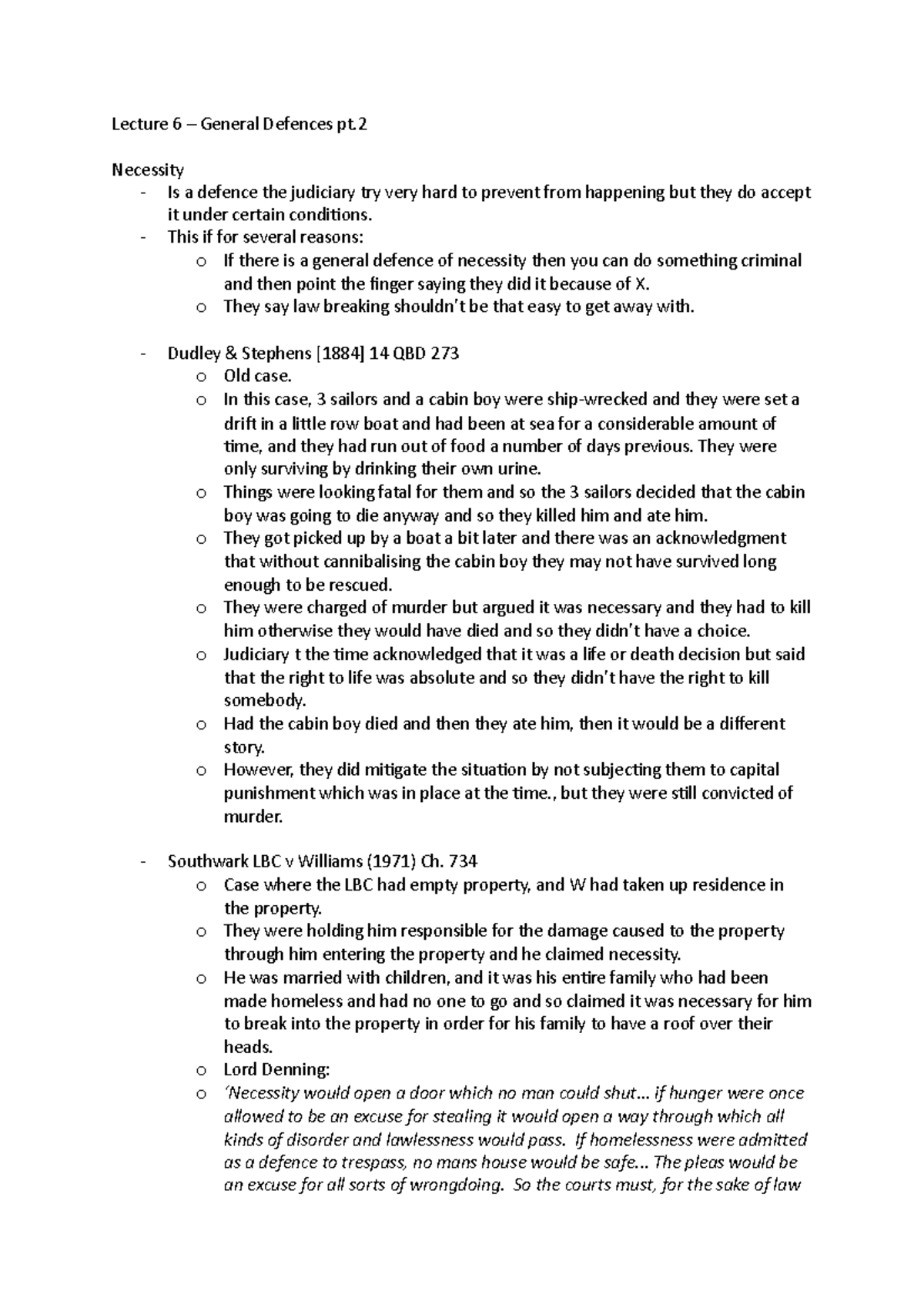 Lecture 6 - Defences pt.2 - Necessity - UJUTD3-30-1 - UWE - Studocu