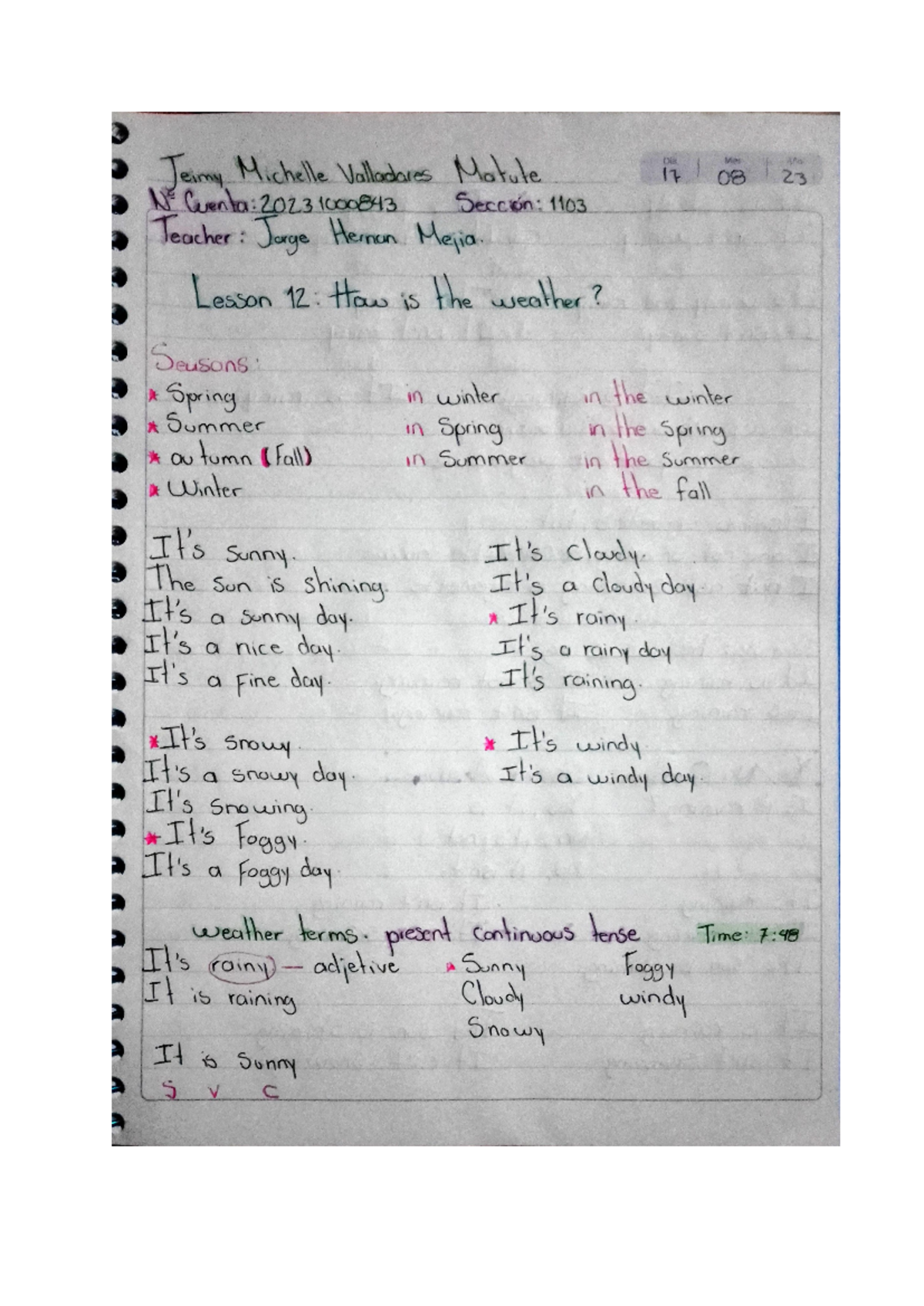 Lesson 12 HOW IS THE Weather - ingles l - Studocu