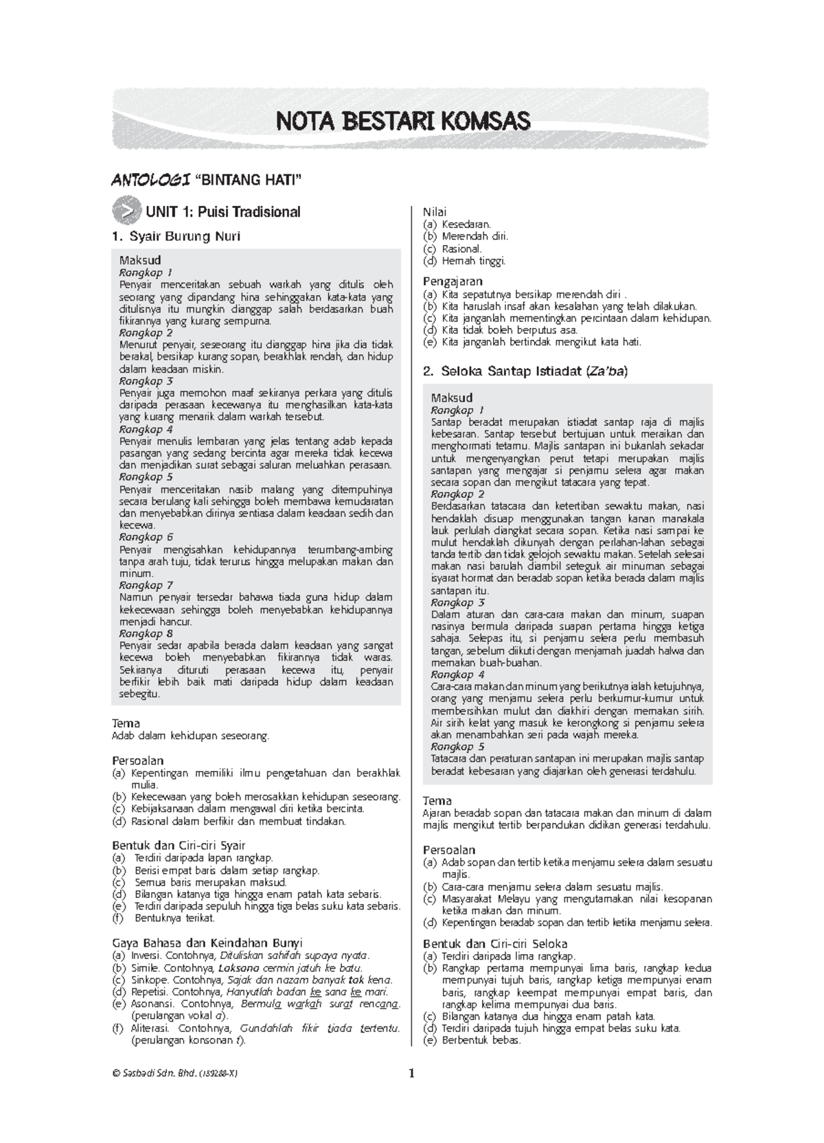 Nota lengkap komsas modul aktiviti pintar bestari bahasa melayu ...