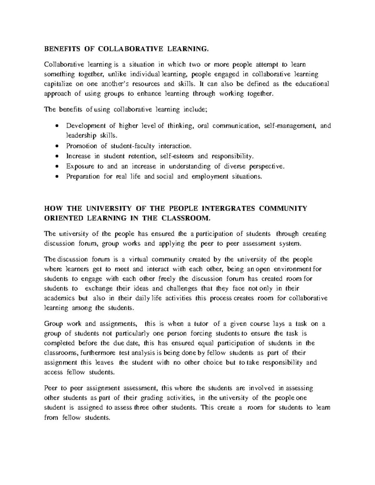Benefits OF Collaborative Learning - BENEFITS OF COLLABORATIVE LEARNING ...