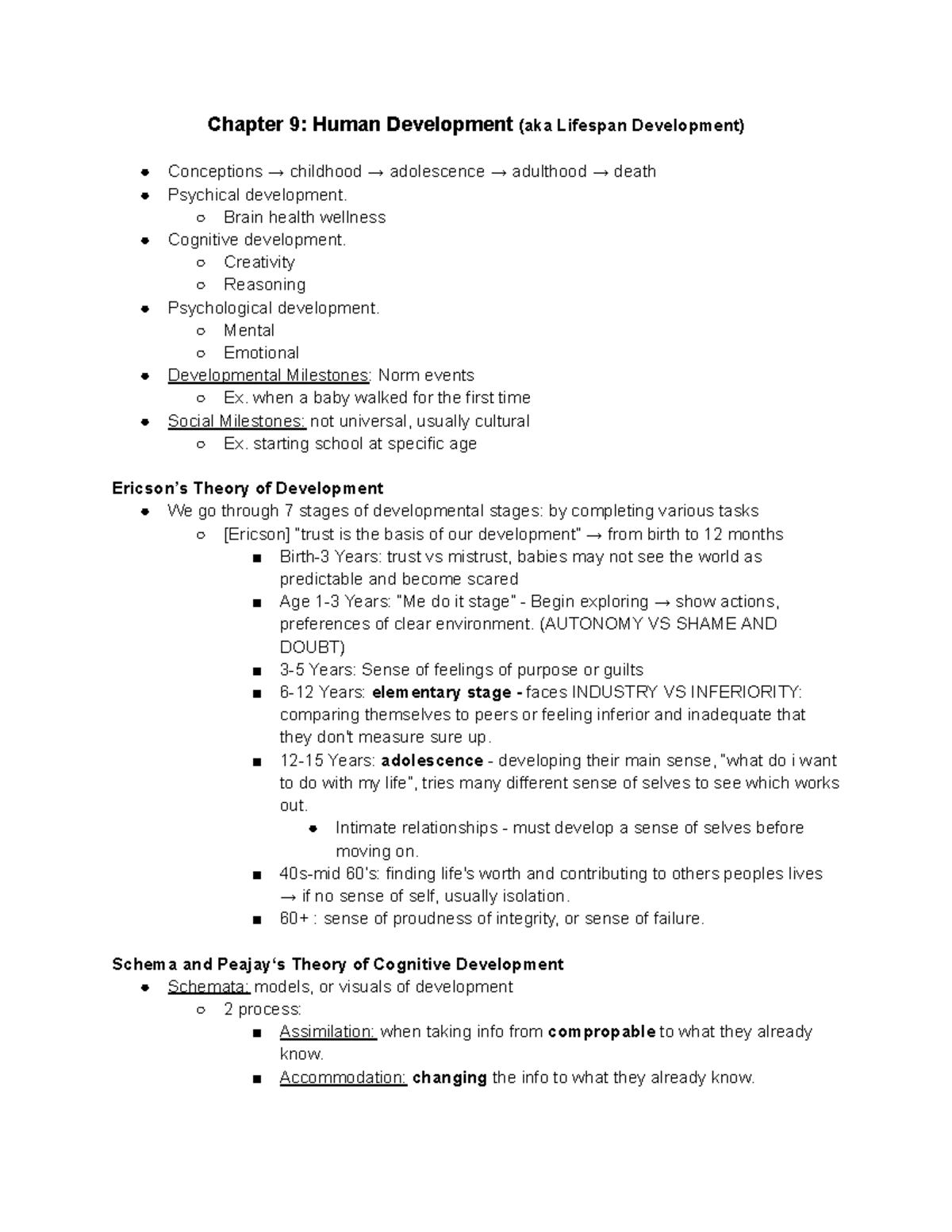 Chapter 9 Human Development - Chapter 9: Human Development (aka ...
