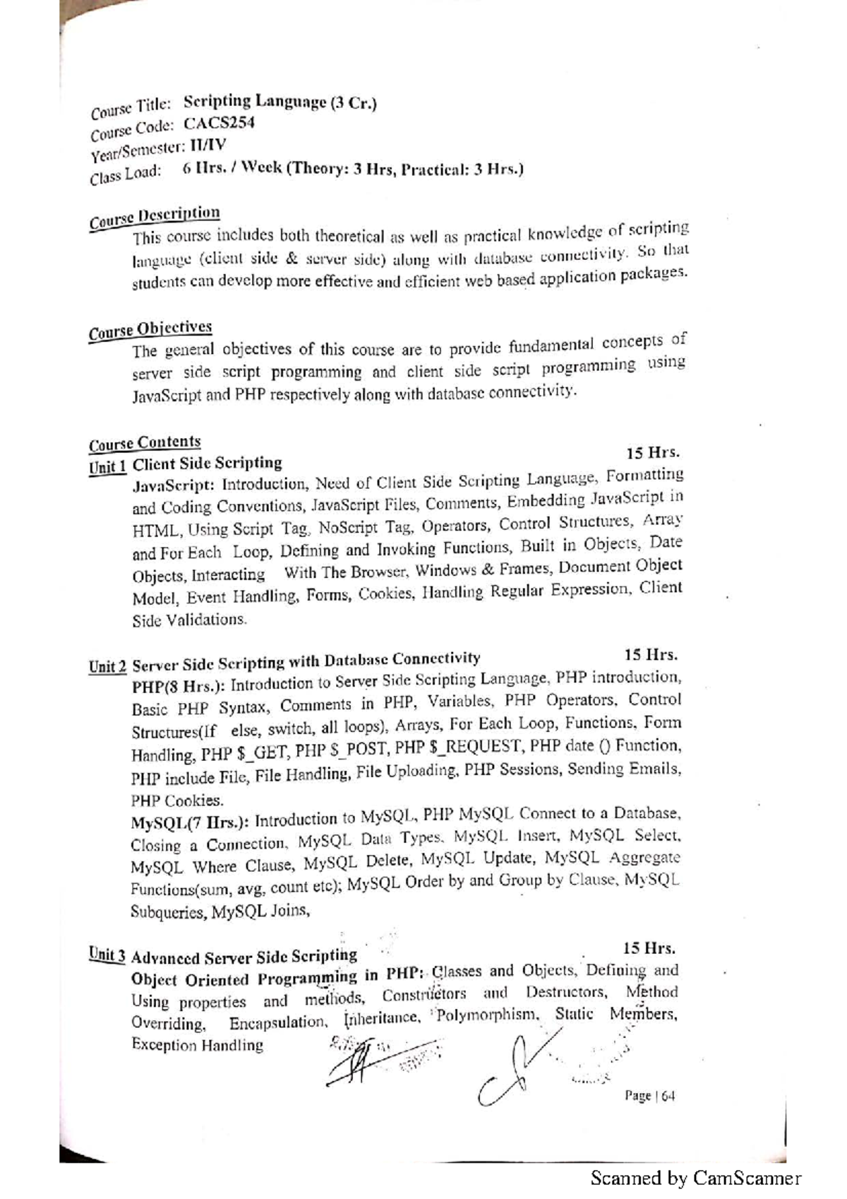 CACS 254 Scripting Language 4th SEM - Work effectively as a Cook - Scanned by CamScanner Scanned ...