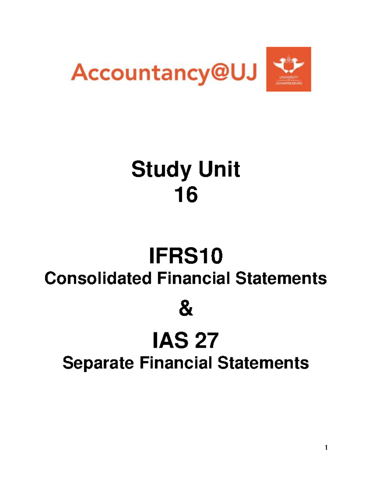 Unit 16 Study Guide - give it a try - Study Unit 16 IFRS Consolidated ...