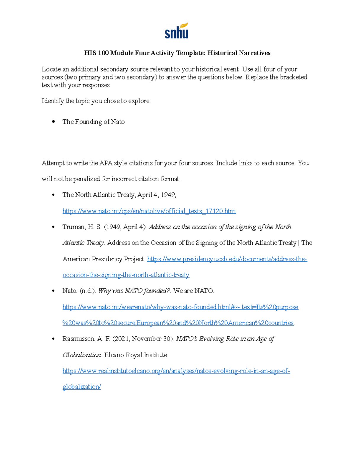 HIS 100 - 4-2 Activity - Module 4 Assignment 4-2 - HIS 100 Module Four ...