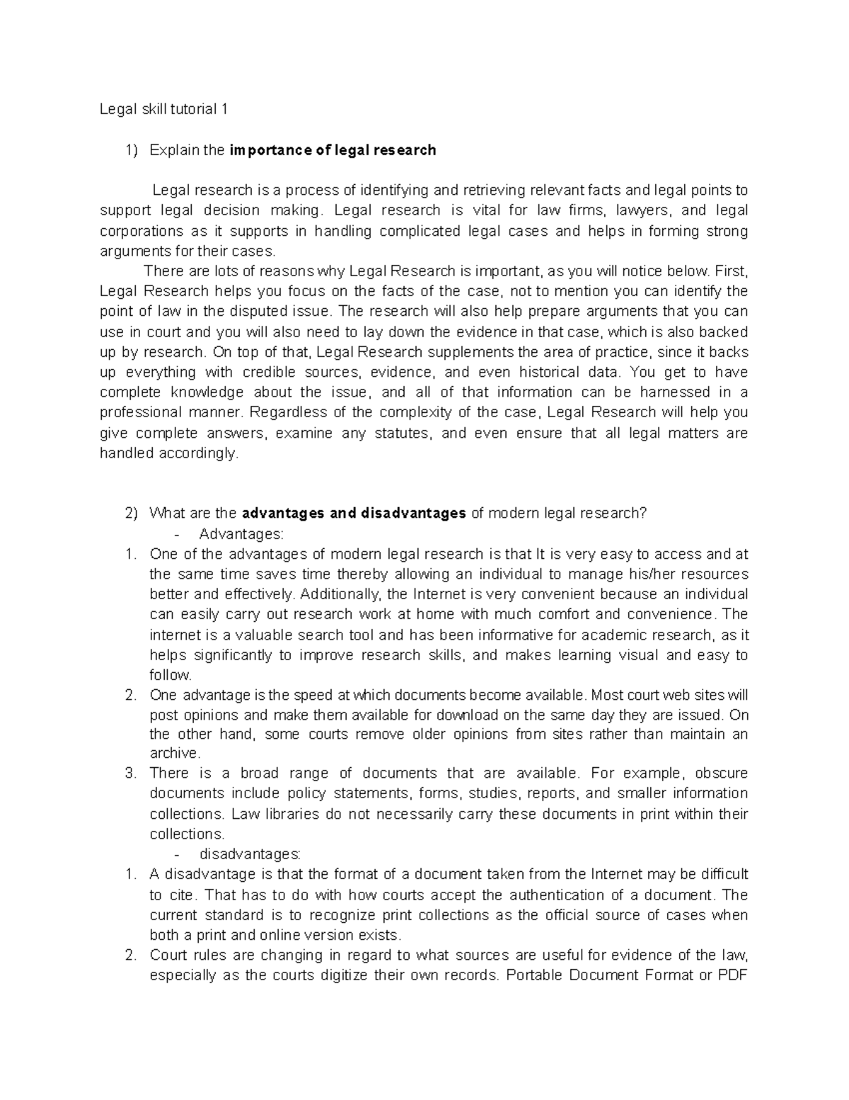 Legal skill tutorial 1 answer work - Legal skill tutorial 1 Explain the ...