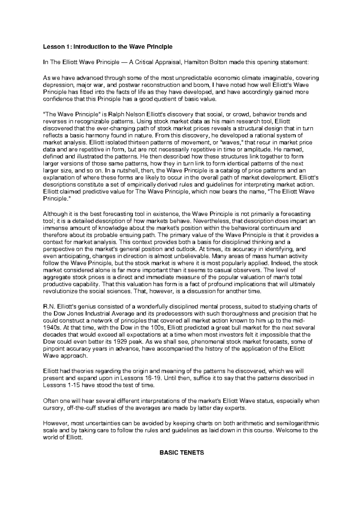 The Elliott Wave Principle - "The Wave Principle" is Ralph Nelson ...