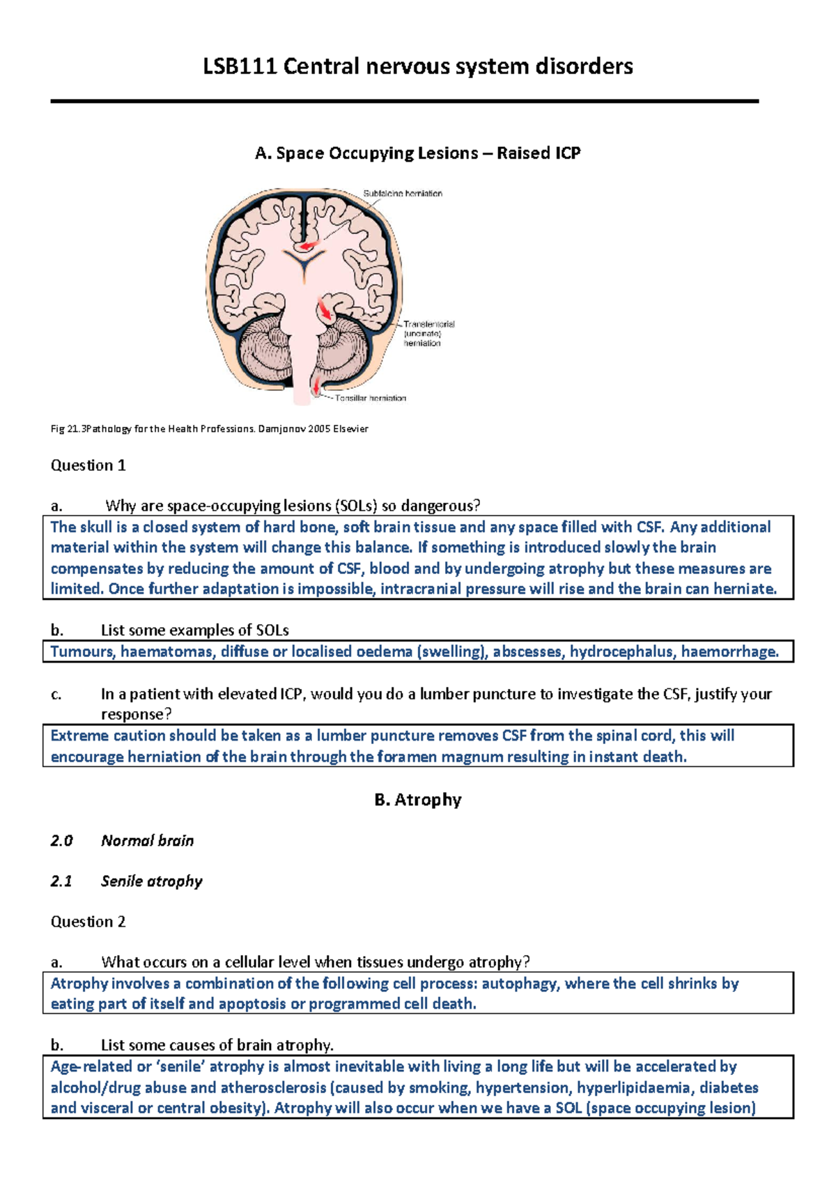 LSB111 Prac Answers Nervous System 2017 students - LSB111 Central ...