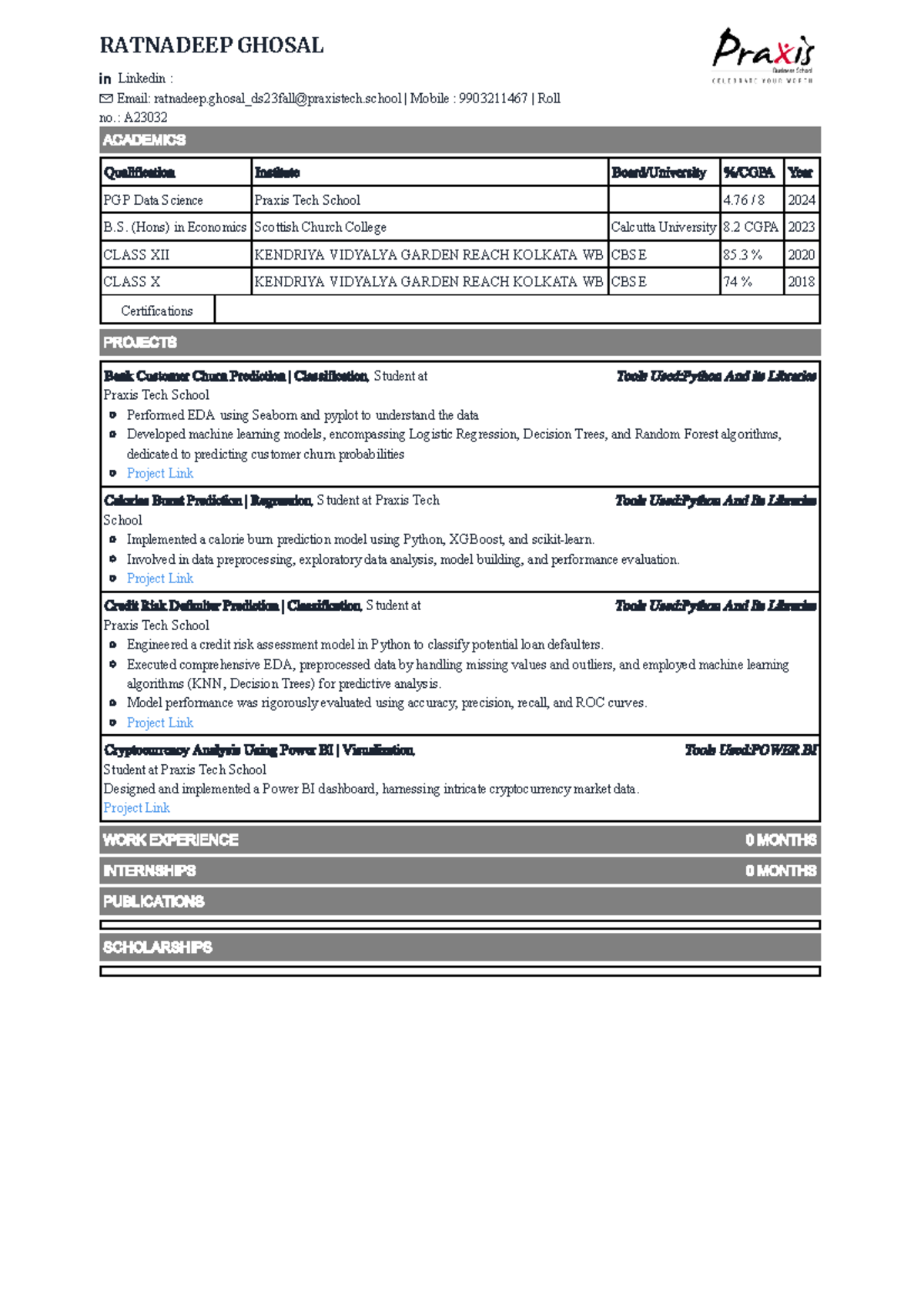 Resume My Resume for Ratnadeep Ghosal - RATNADEEP GHOSAL Linkedin : Email: - Studocu