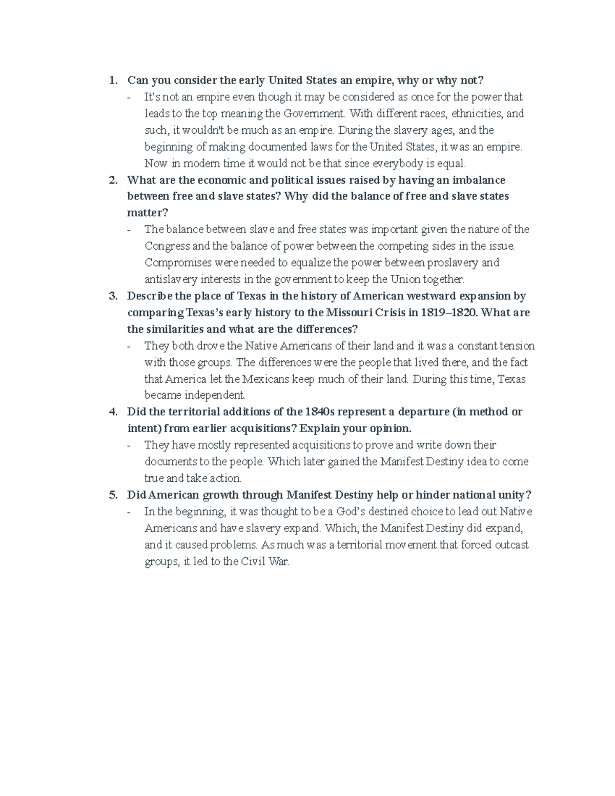 History 1 Participation 5 - 1. Can you consider the early United States ...