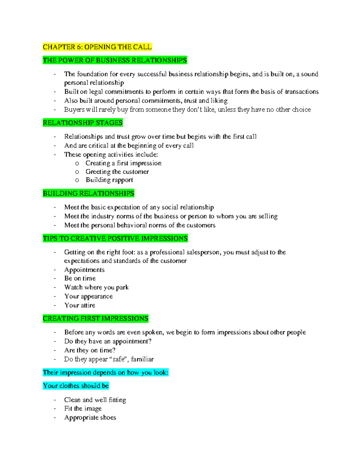 Ag Sales Ch 6 - highlighted and detailed lecture notes chapter 6 ...