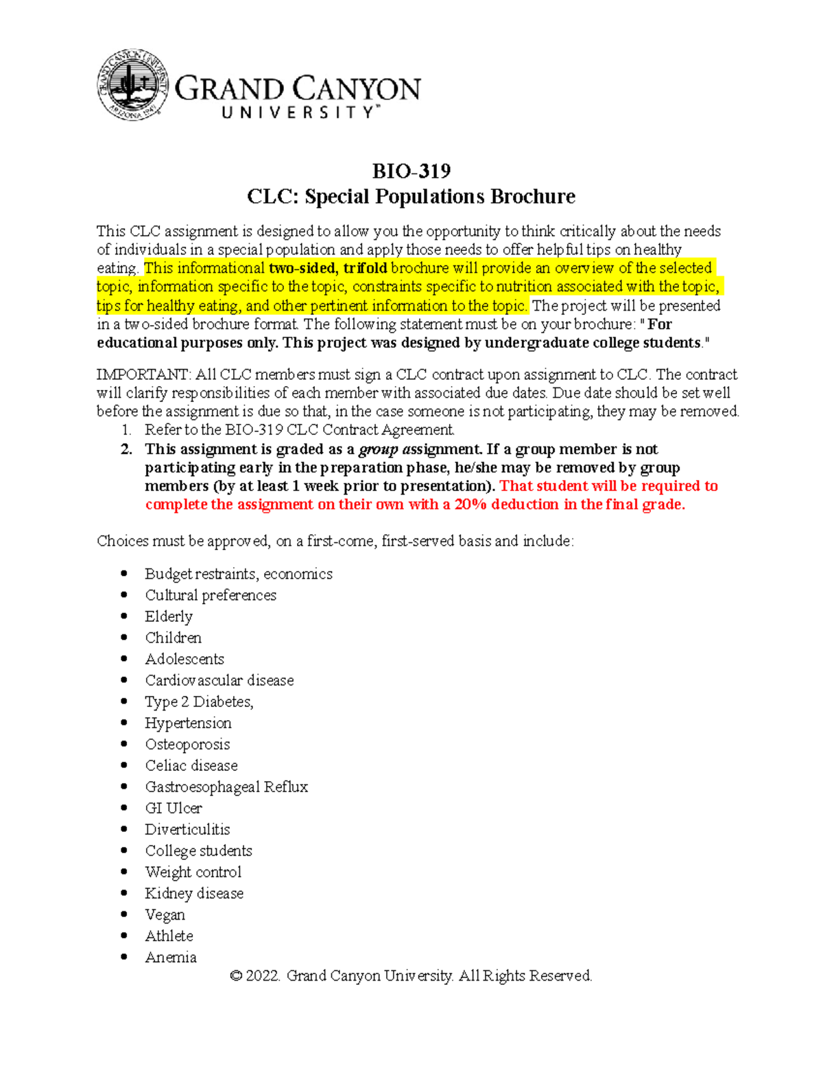 BIO 319 RS CLC Special Projects Brochure - BIO- CLC: Special ...