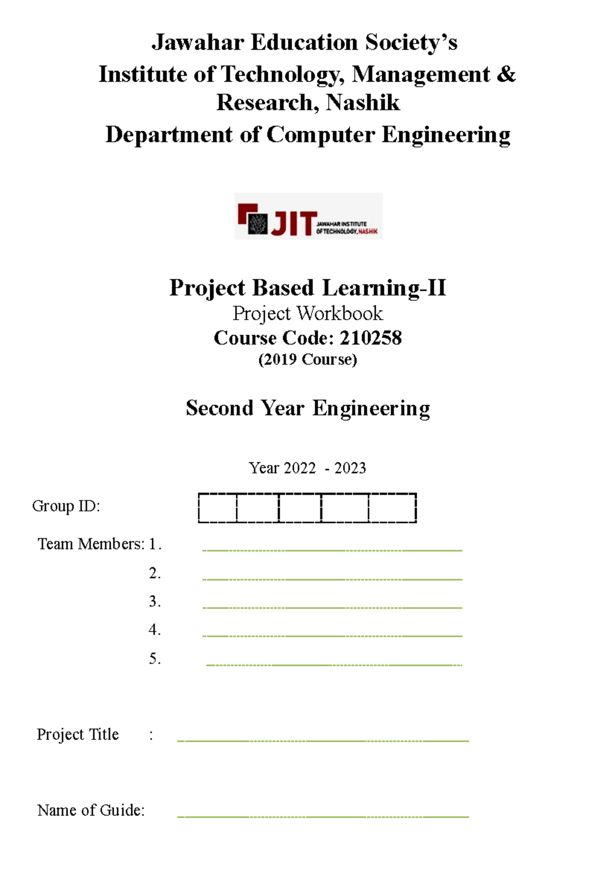 PBL-II Workbook - Jawahar Education Society’s Institute of Technology ...