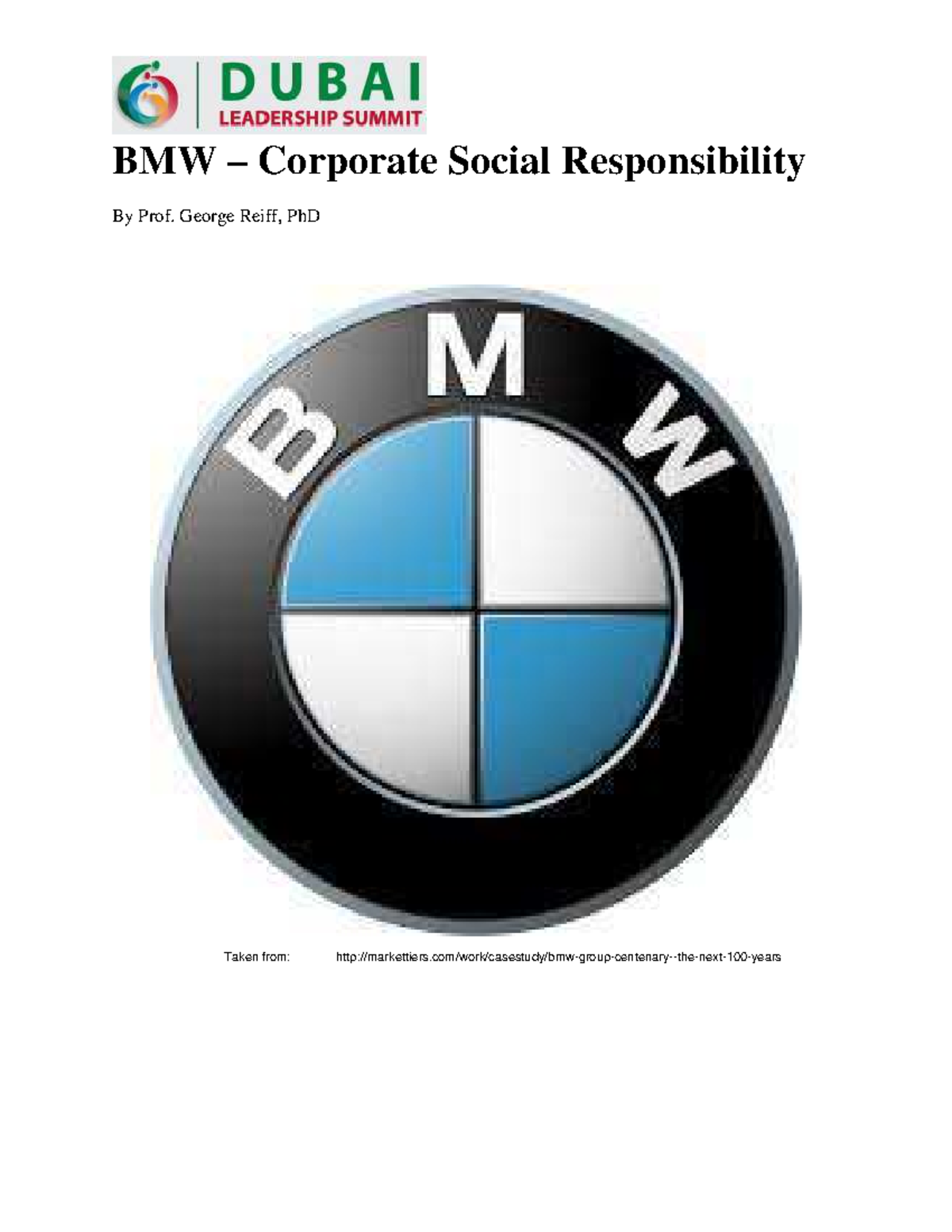 BMW Corporate Social Responsibility Intr - BMW – Corporate Social ...