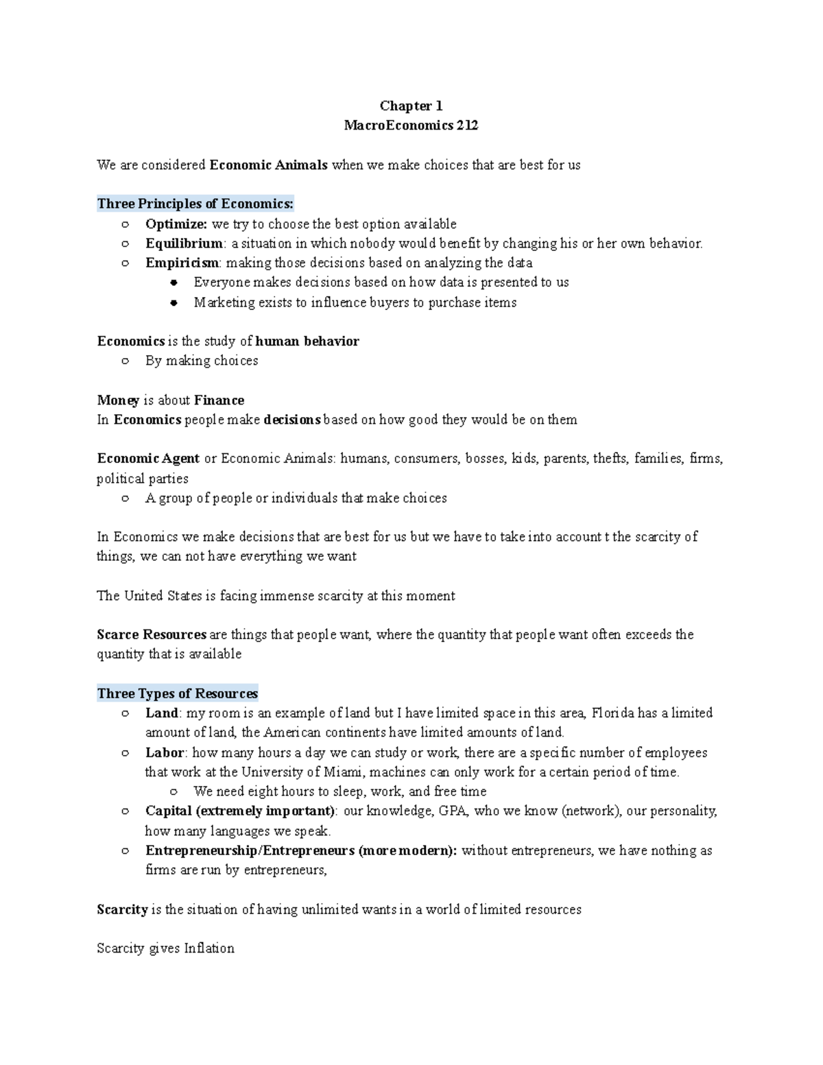ECO 212 Chapter 1 - Professor Maria Jesus Lorca - Chapter 1 MacroEconomics 212 We are considered ...