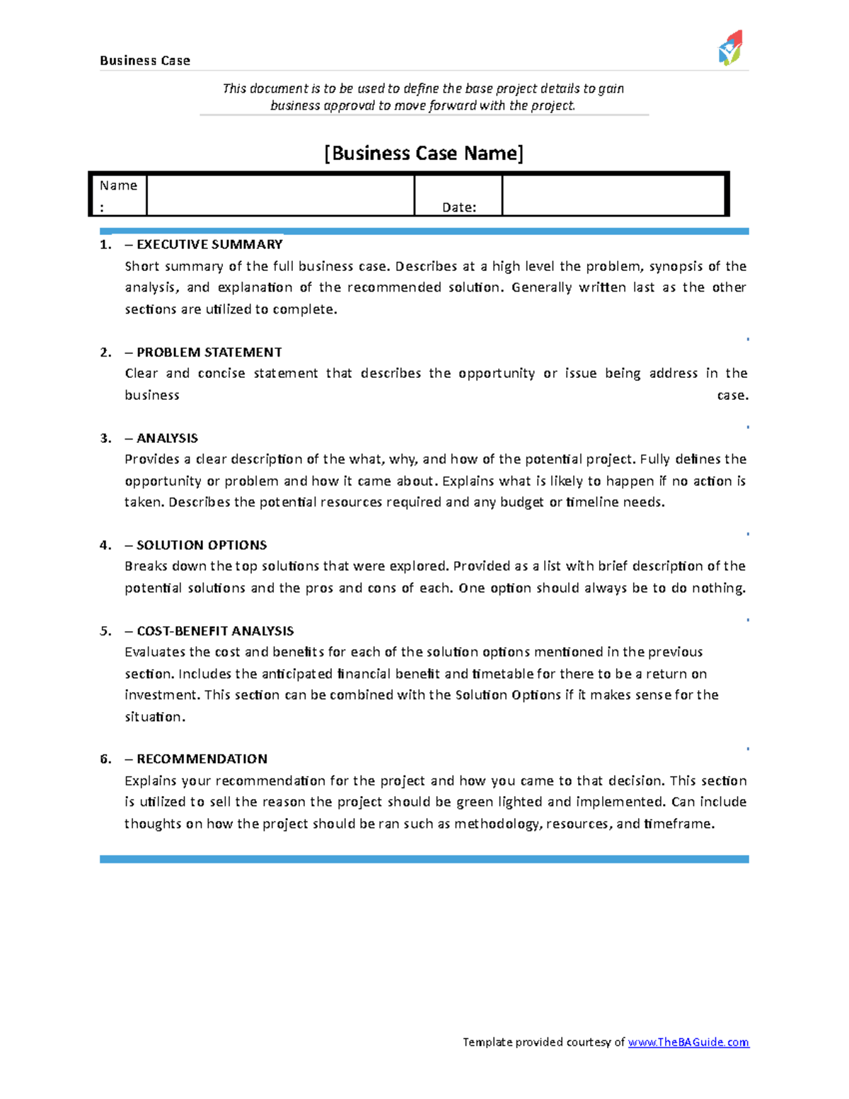 Business Case Template - The BAGuide v2 - Business Case This document ...