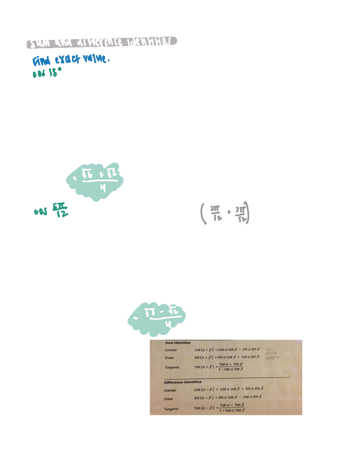 Hw 19 sec 7 - Assignment - sum and difference identities rind exact ...