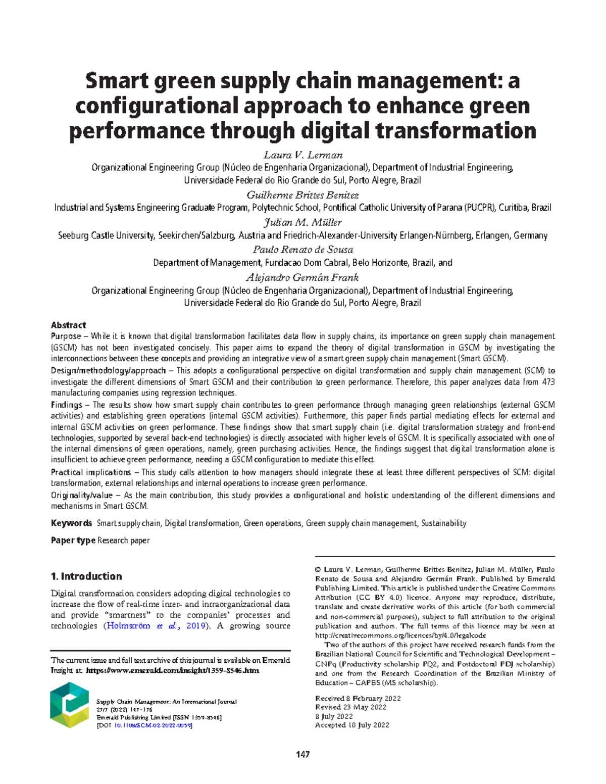 Smart scm - bài báo về scm - Smart green supply chain management: a ...