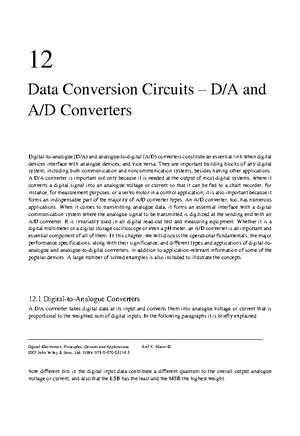 Data Conversion Circuits – D/A and A/D Converters - 12 Data Conversion Circuits – D/A and A/D ...