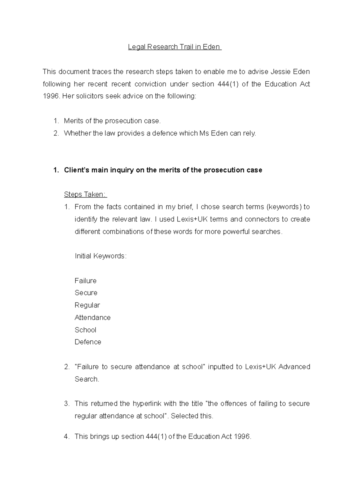 Eden research trail copy - Legal Research Trail in Eden This document ...