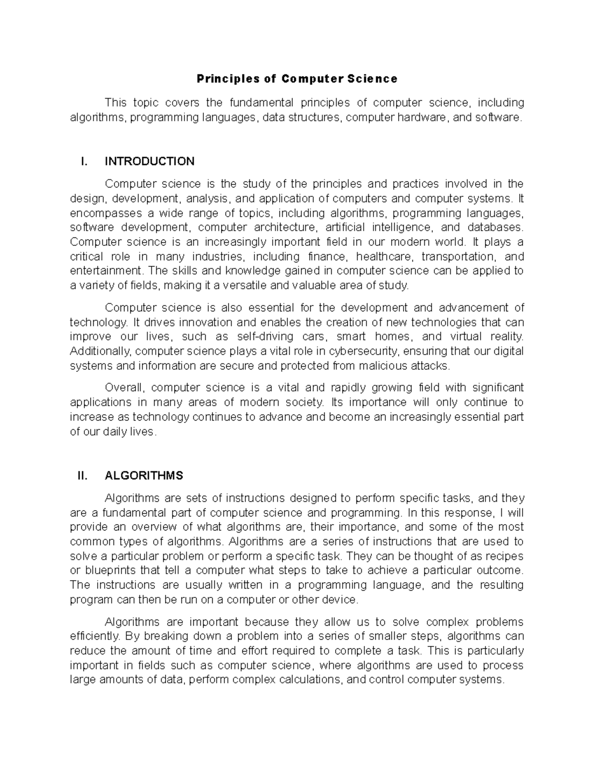 Principles Of Computer Science I Introduction Computer Science Is