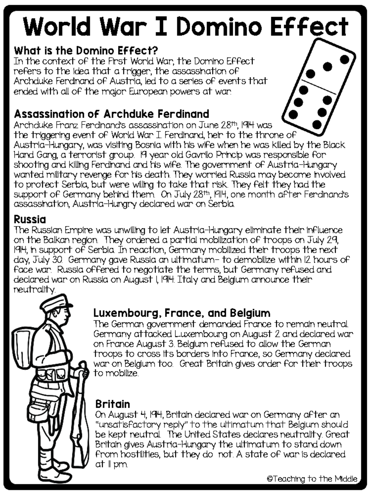 Domino Effect Student Version BW - ©Teaching to the Middle World War I ...
