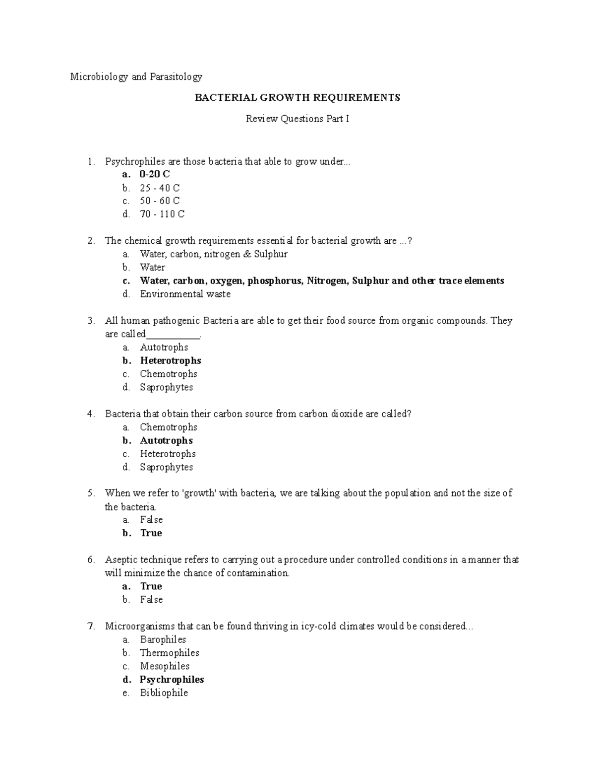 Bacterial Growth Requirement Part 1 - Microbiology and Parasitology ...