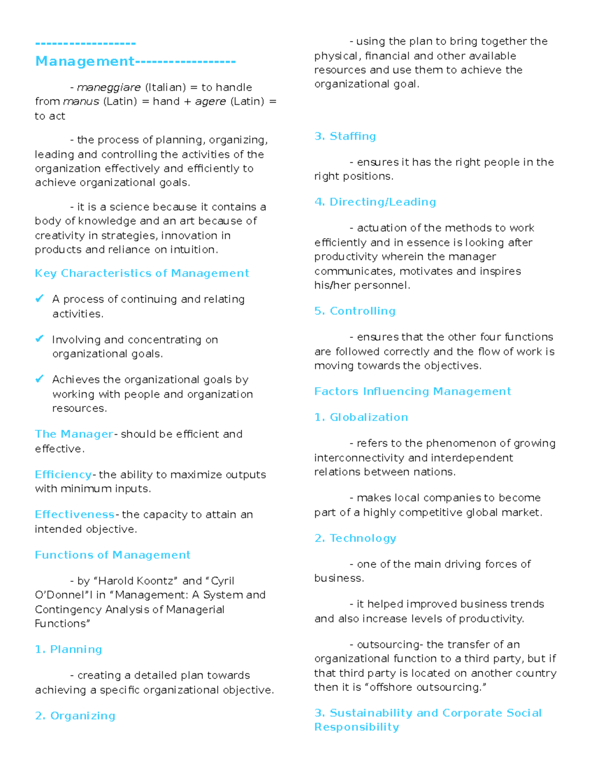 Organization Management - Management- maneggiare (Italian) = to handle ...