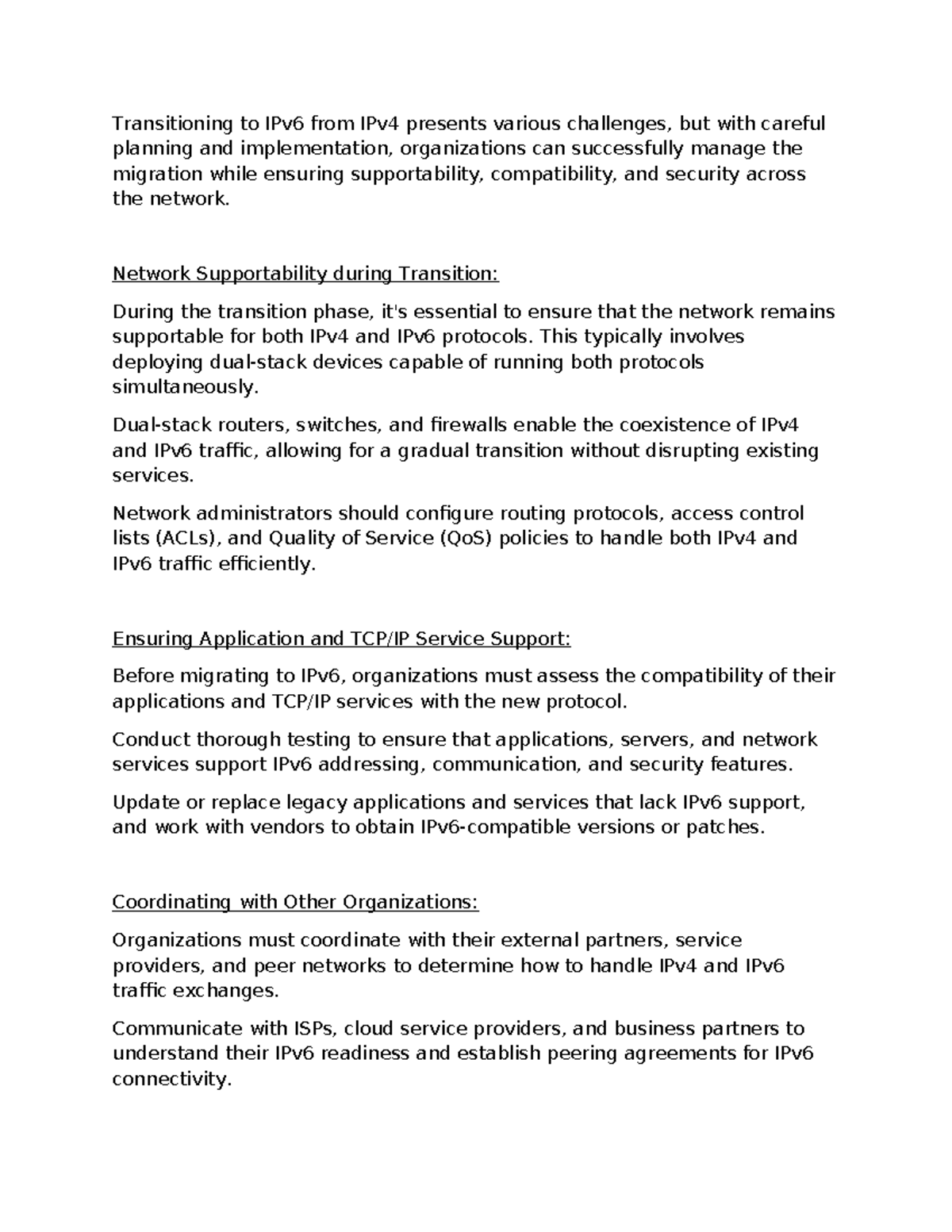 Transitioning to IPv6-JR - Transitioning to IPv6 from IPv4 presents ...