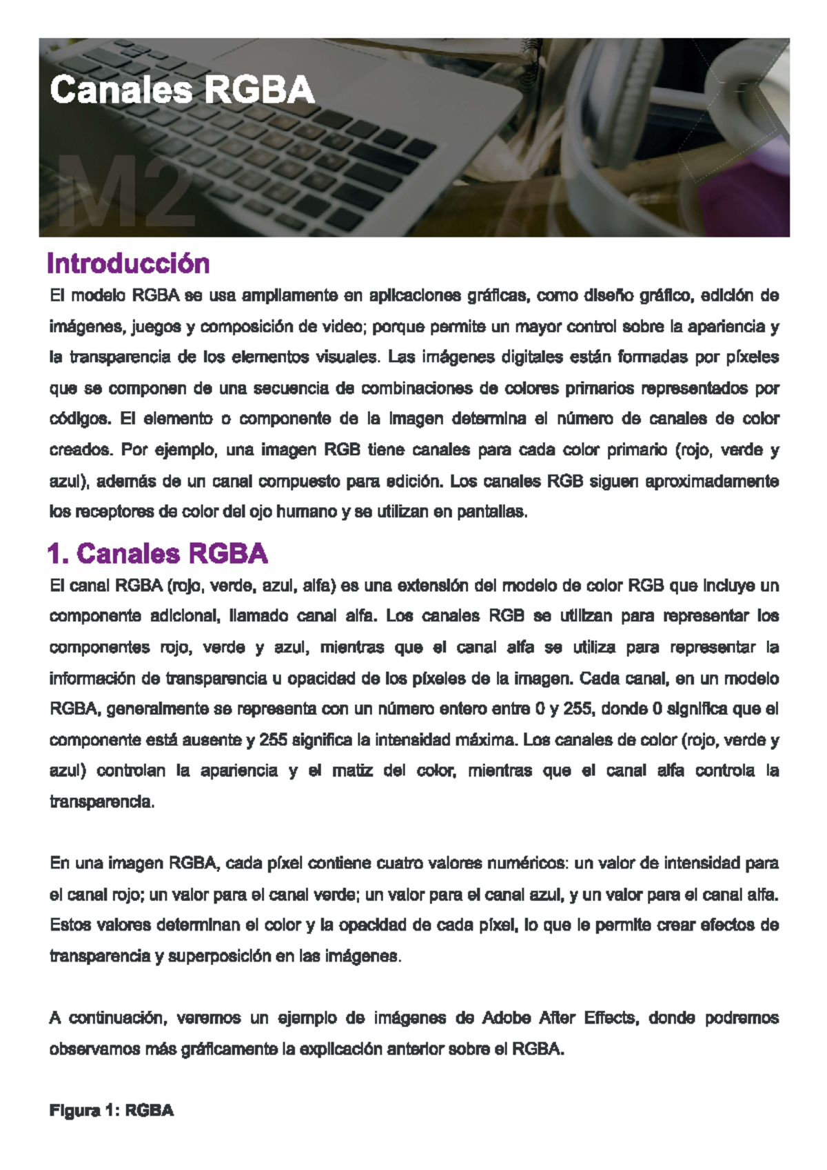 M2L1 - ..... - Canales RGBA Introducción El modelo RGBA se usa ...
