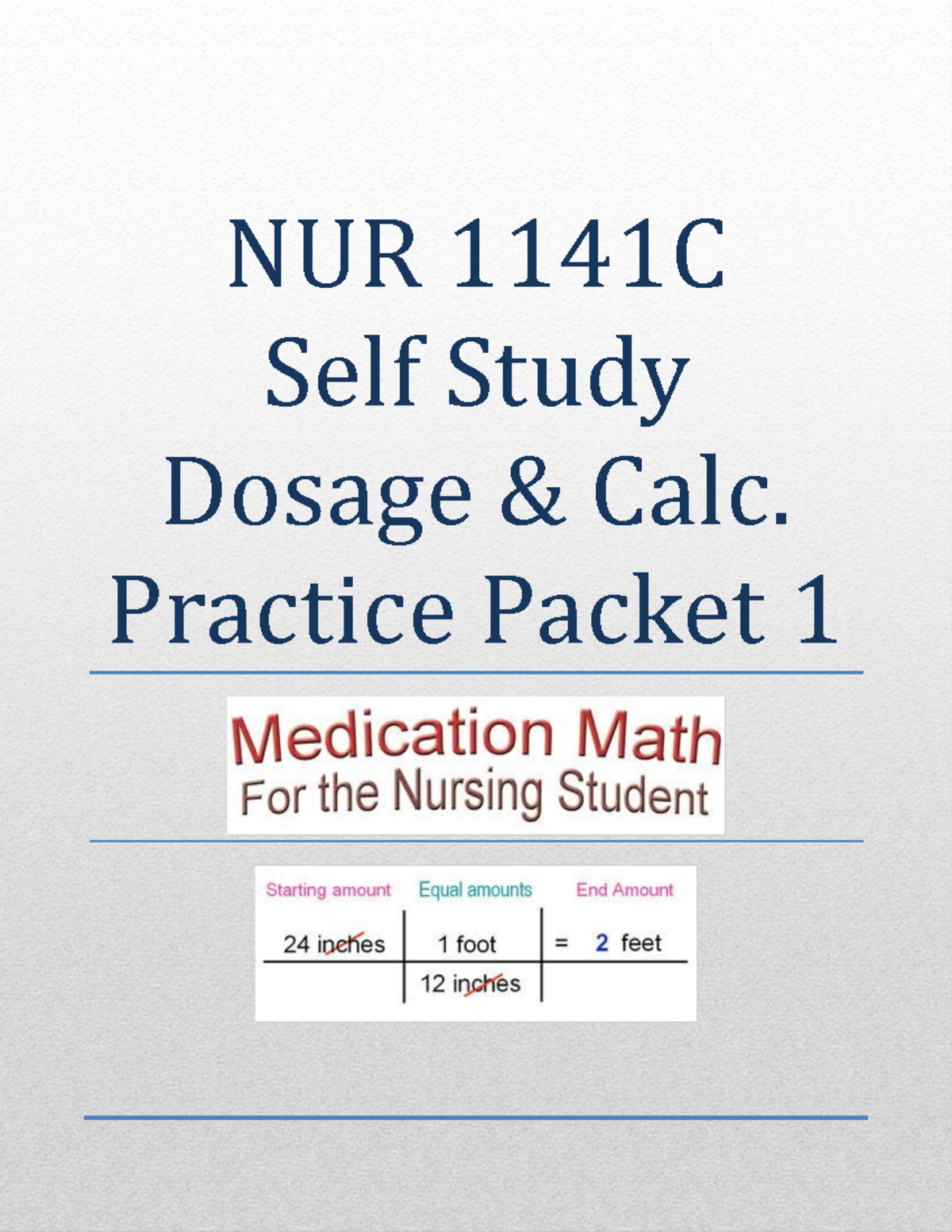 Dosage Calculation Practice Packet for Pharmacology - Studocu