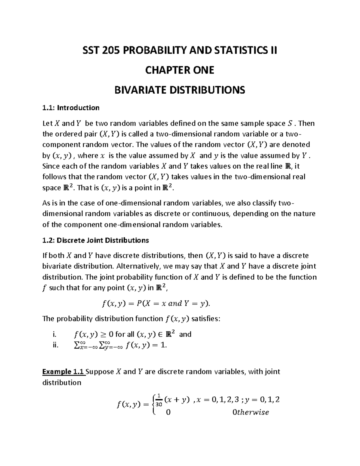 1645103573310 SST 205 Lesson ONE Notes - SST 205 PROBABILITY AND ...