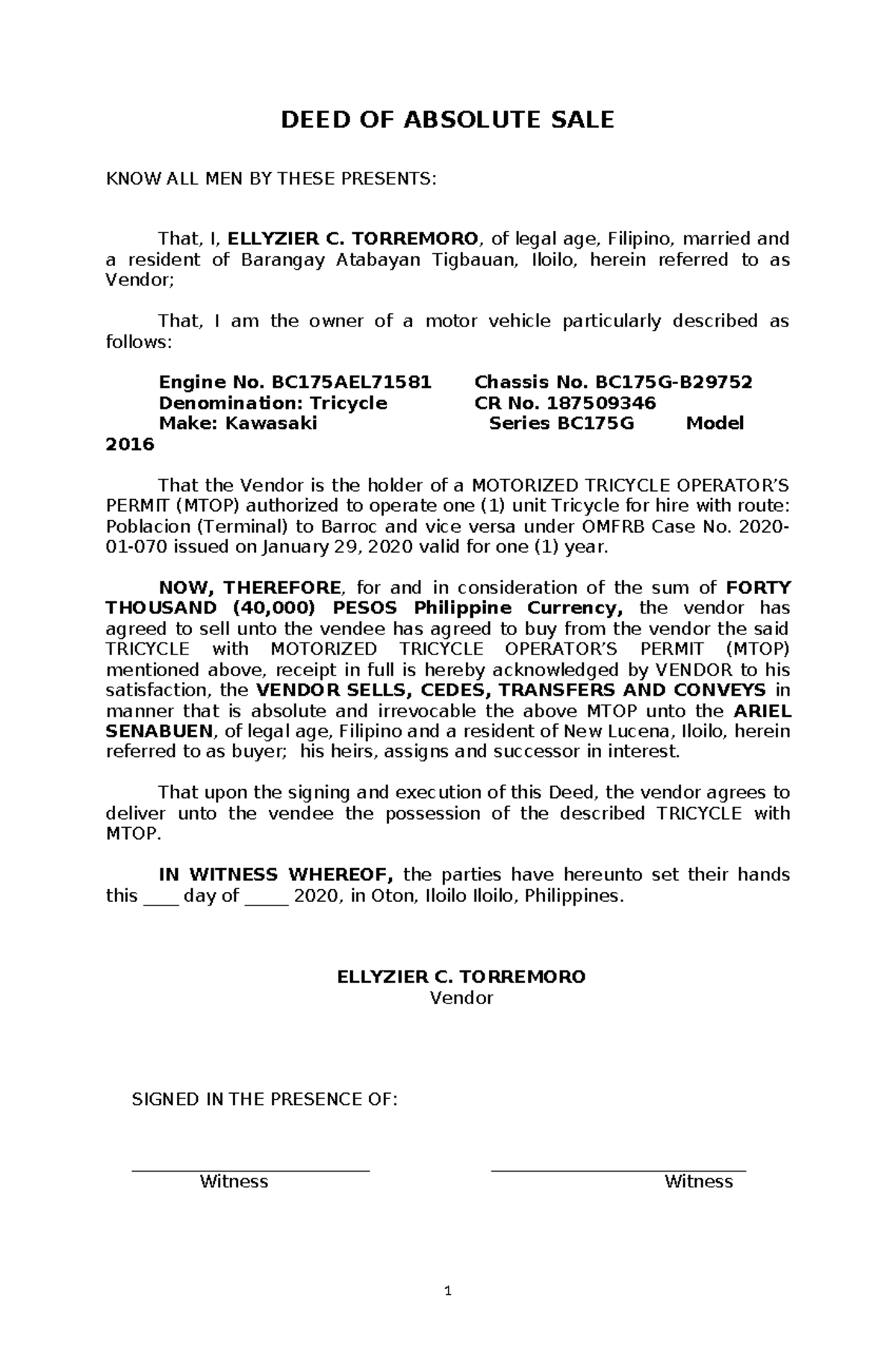 472179040 Deed of Sale - later - DEED OF ABSOLUTE SALE KNOW ALL MEN BY ...