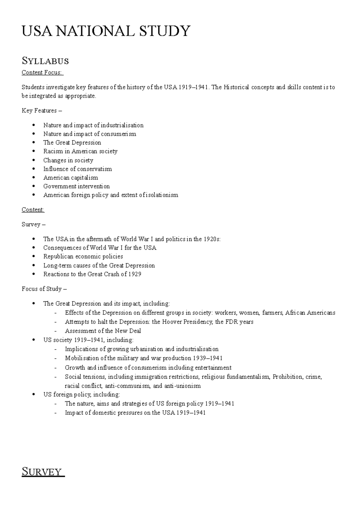 USA National Study Notes - USA NATIONAL STUDY SYLLABUS Content Focus ...