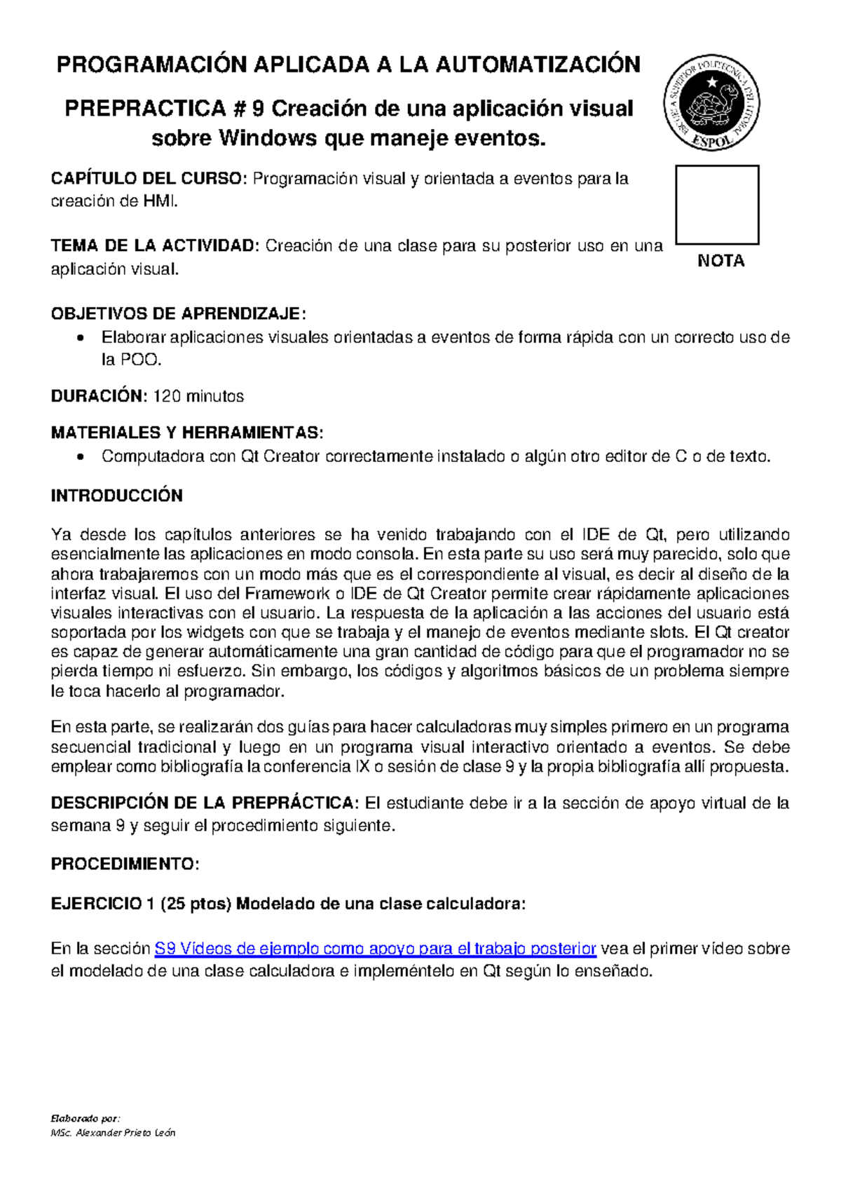 Prepractica 9 SOL CDR 10122023 - Elaborado por: PROGRAMACIÓN APLICADA A ...