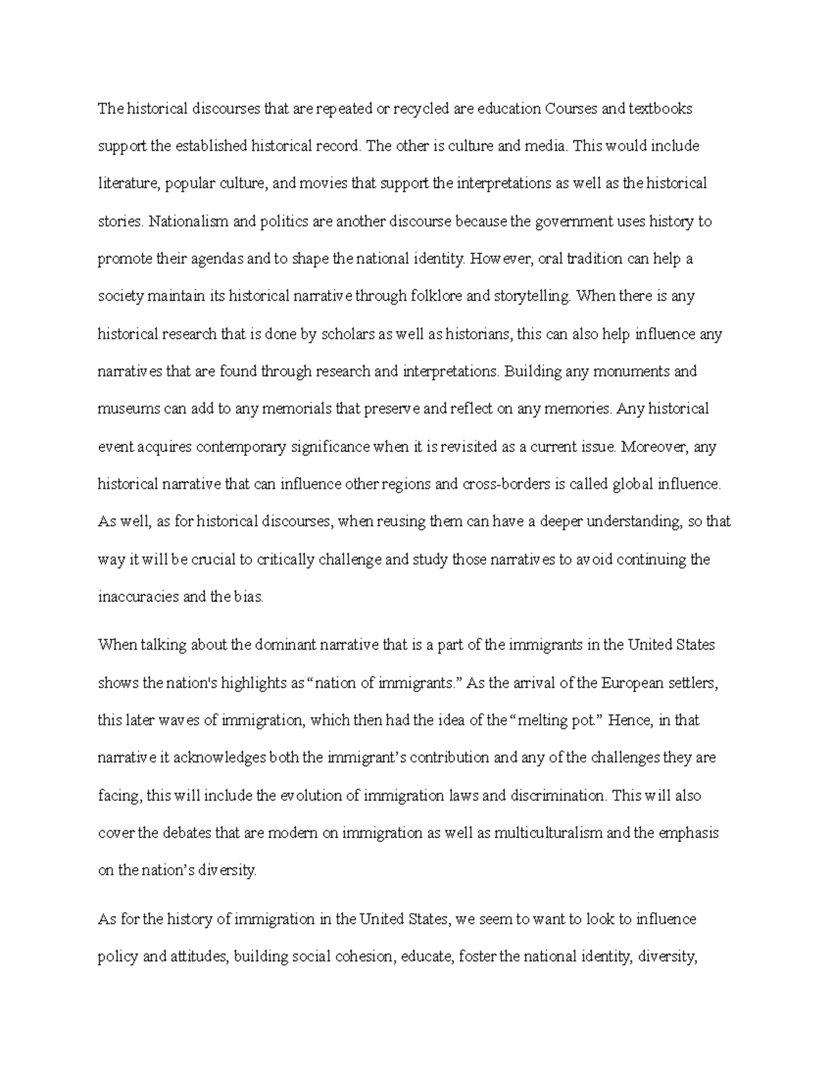 HIS 217 Module 1 Journal Stephanie Wilcott - The historical discourses ...