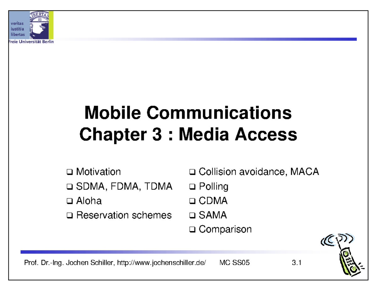 Chapter 3 - Media Access - Mobile Communications Chapter 3 : Media ...