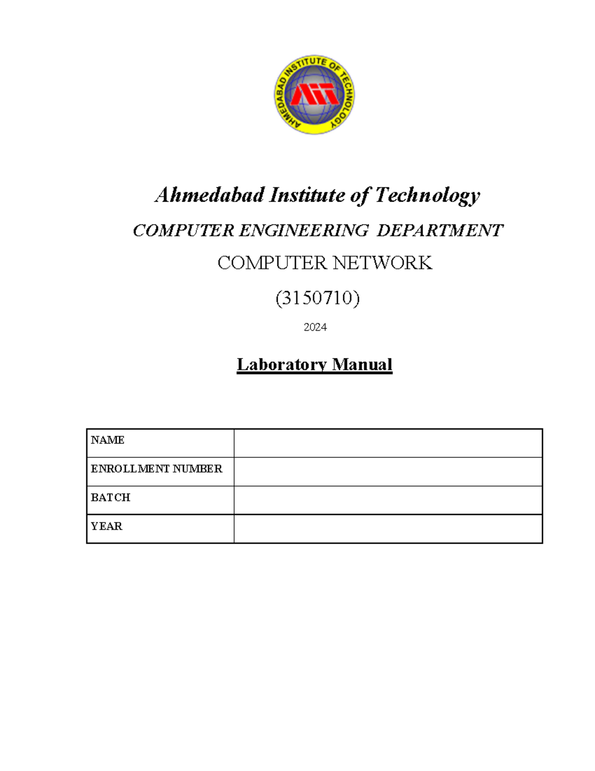 CN Lab Manual Edited - Ahmedabad Institute of Technology COMPUTER ENGINEERING DEPARTMENT ...