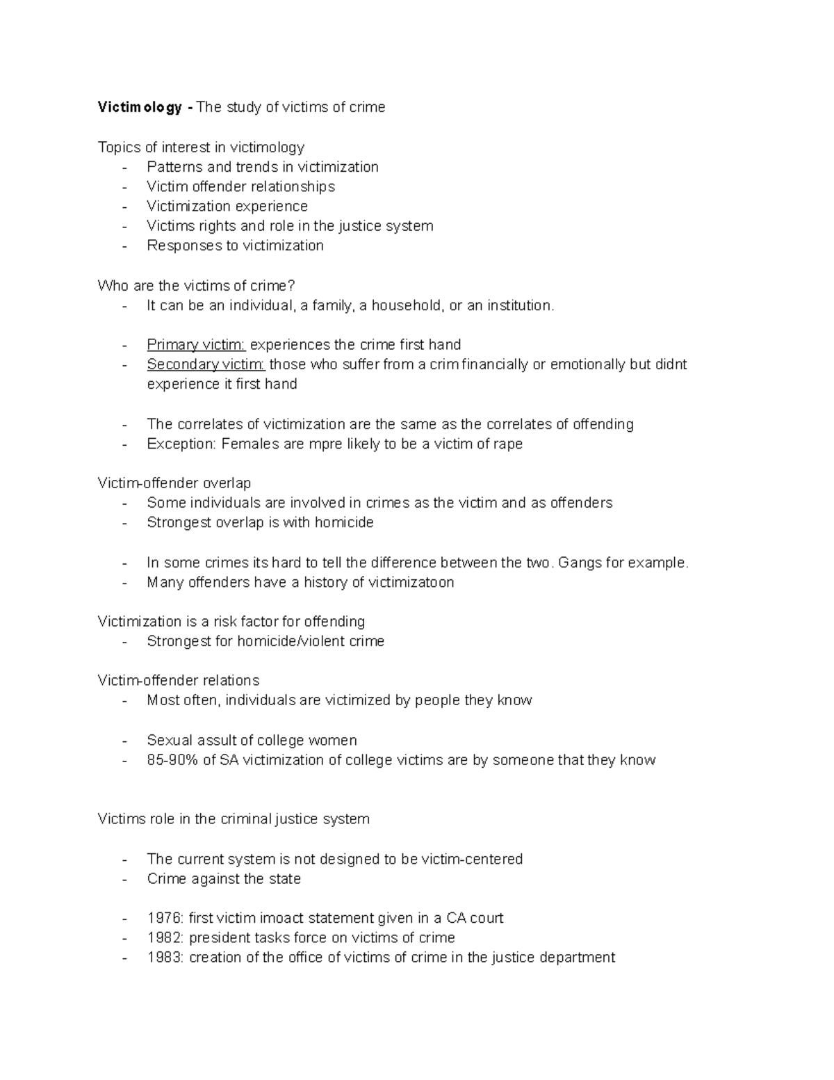 Victimology 2-9 - Primary victim: experiences the crime first hand ...