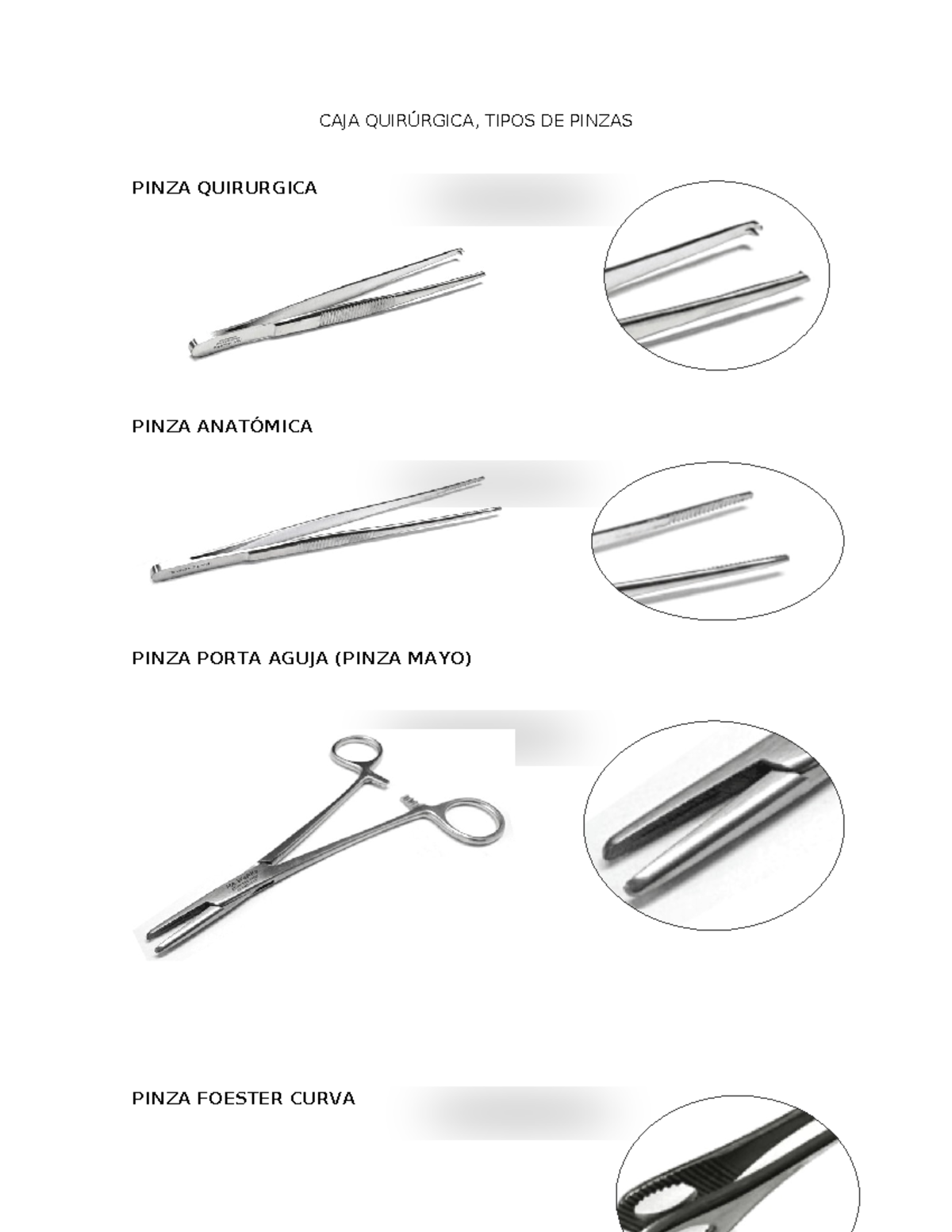 Pinzas Quirúrgica - Técnicas básicas de Enfermería Medico quirúrgica ...